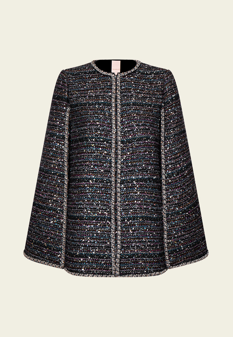 MOISELLE Prestige Embellished Stripped Cape