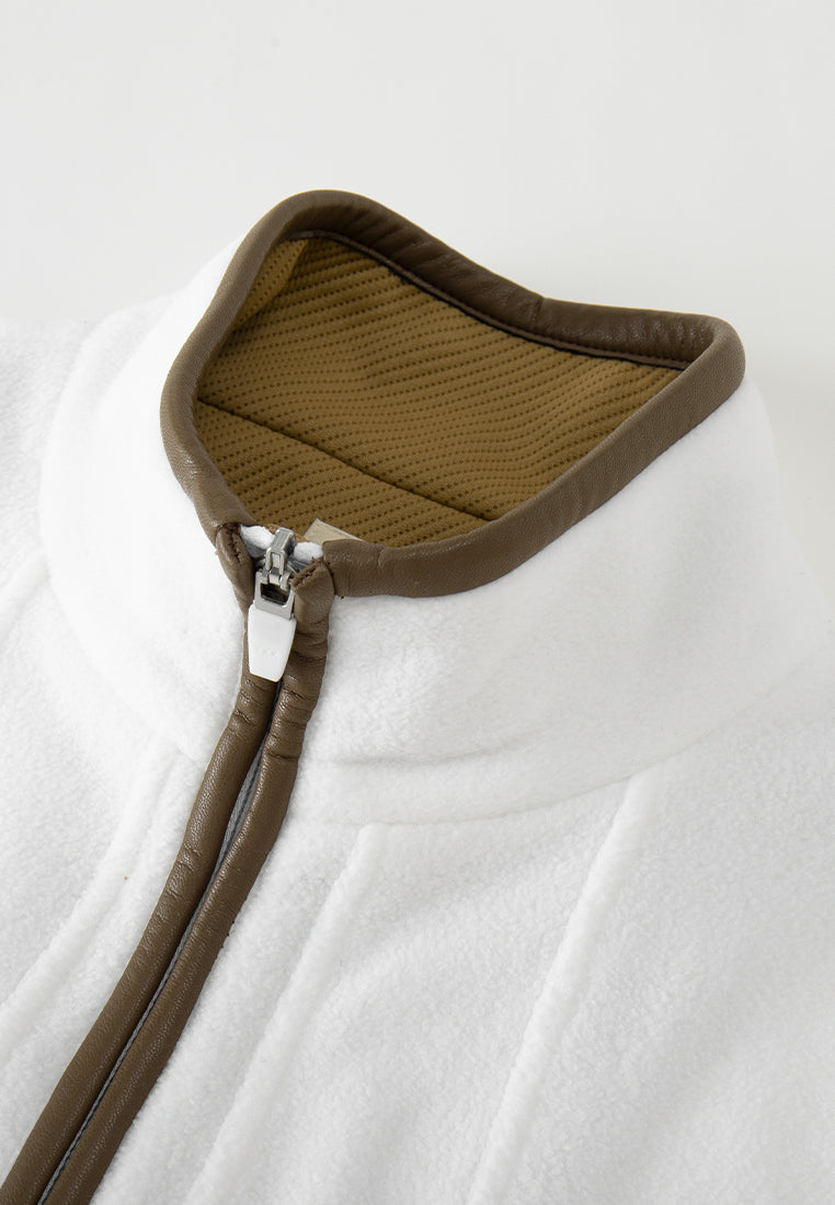 MOISELLE Zip-fastening Faux-leather Trim Fishtail-hem jacket