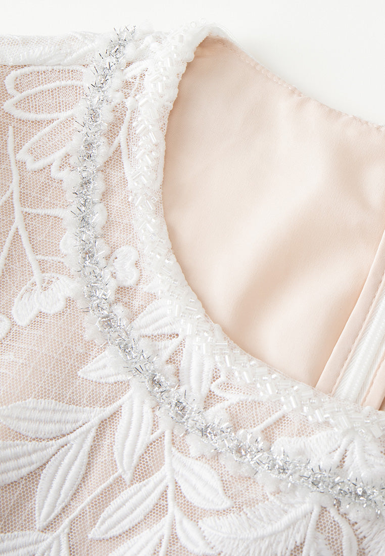 MOISELLE Frayed Lurex-detail Embroidered Mesh dress