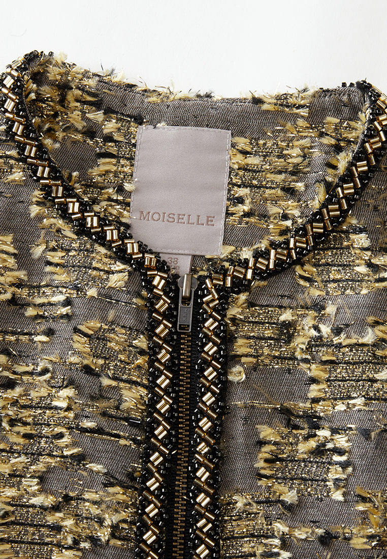 MOISELLE Sequin Brocade Zip Jacket