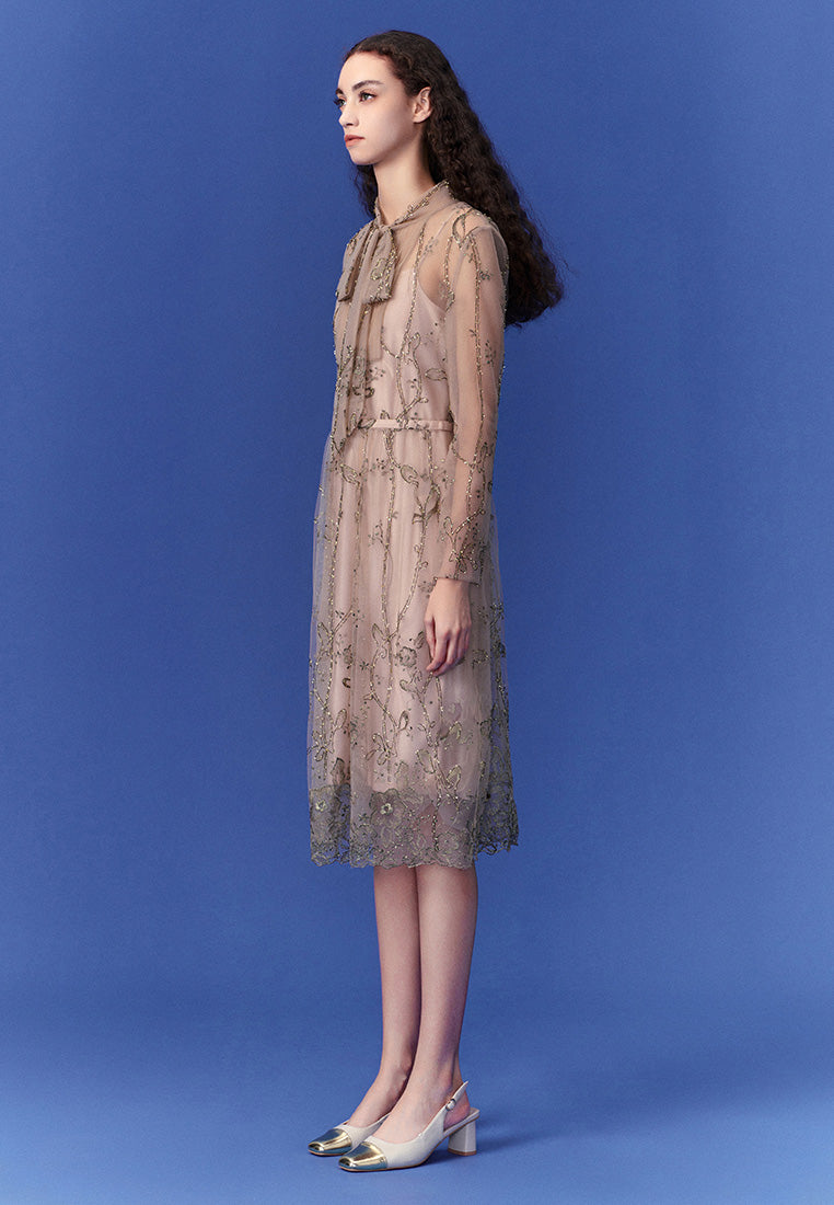 MOISELLE Caramel Mesh Dress