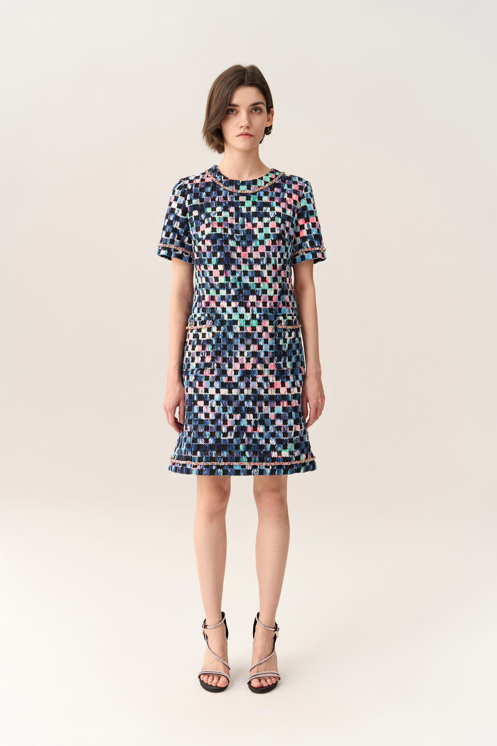 MOISELLE Gradient Checker Pattern Dress