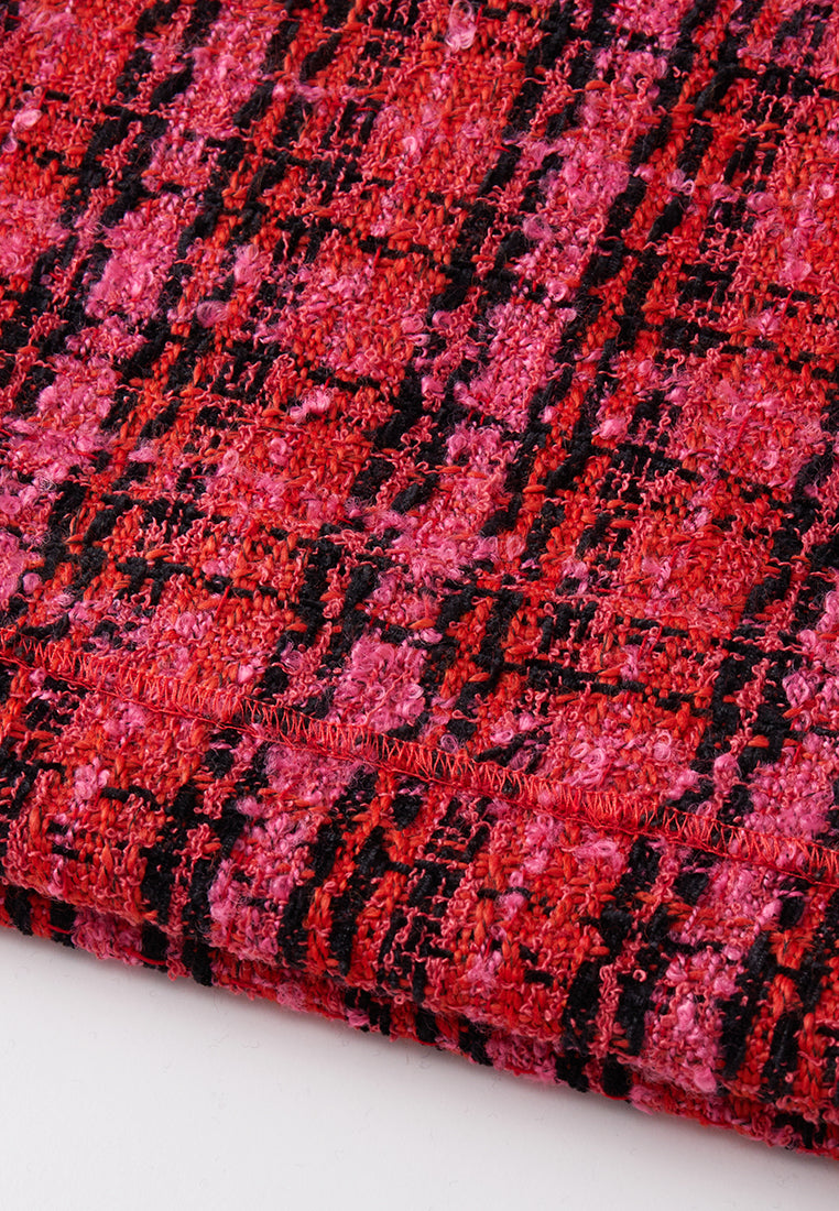 MOISELLE Flared Checker Tweed Trousers